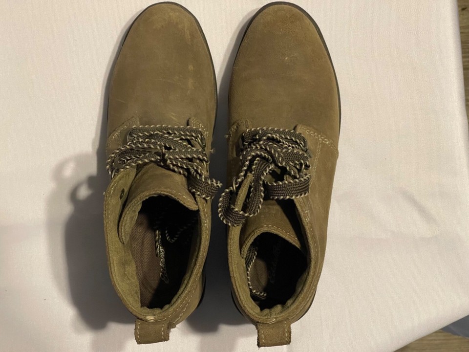 Eddie Bauer EVANESCE Tan Brown Wedge Lace Up Shoe Bootie Ankle Boot ...