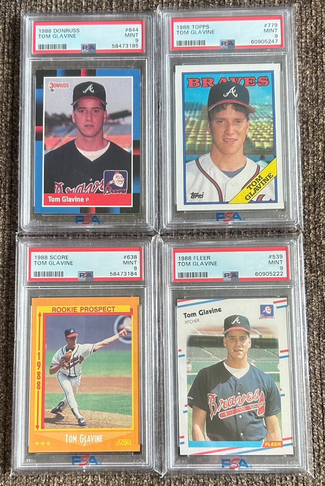 Tom Glavine Braves Rookie Card RC Lot. All MINT PSA 9 New Slabs! Free ...