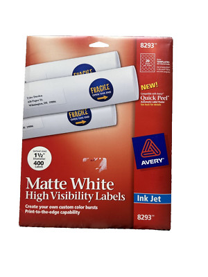Avery Matte White High Visibility Labels 8293 Ink Jet 1½" Circle Labels ...