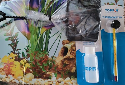 Top Fin 5 Gallon Fish Filter, Water Test Vial, Thermometer, LED Lid ...