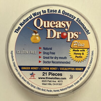 Queasy Drops Plus Honey 21 Pieces Upset Stomach Chemo Motion Sickness ...