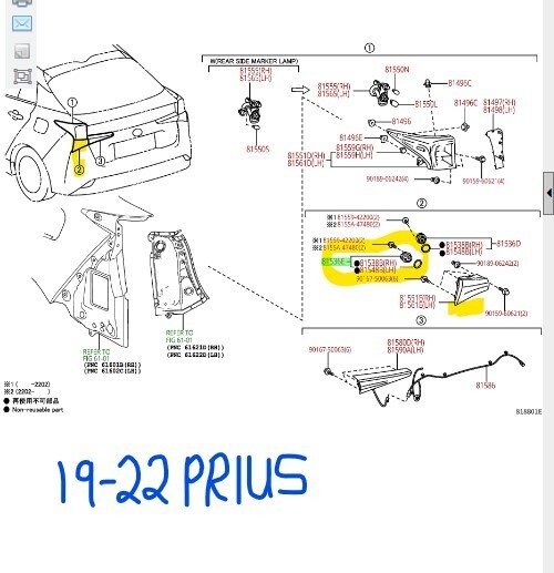 GENUINE TOYOTA 19-22 PRIUS 19-25 RAV4 TAIL LAMP LED BULB No1 PT#81536 ...