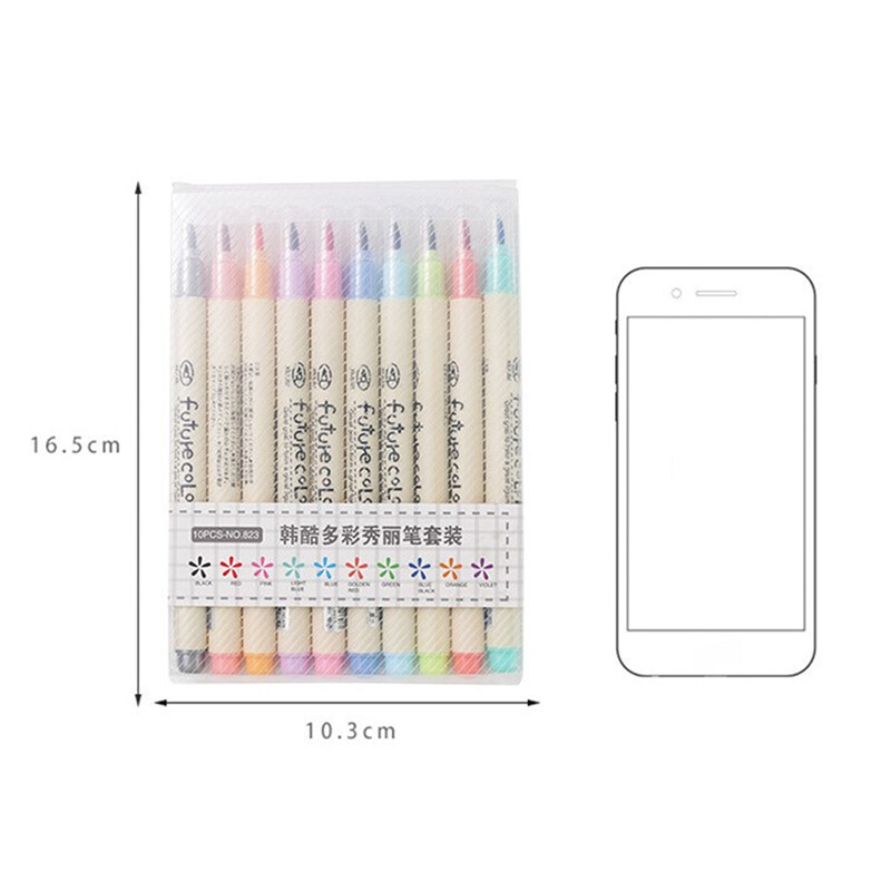 10pcs Soft Brush Color Marker Pens Set for Drawing Lettering ...