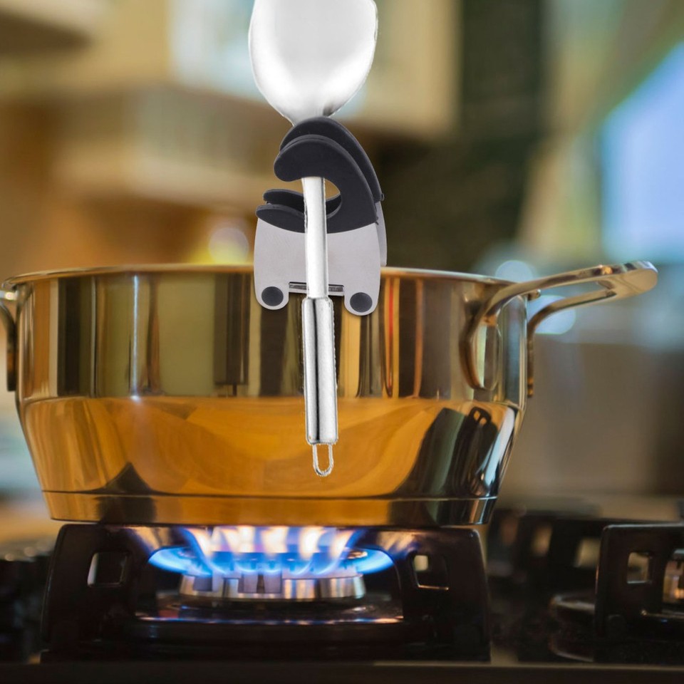 2 PCS Heat Resistant Pot Clip Utensil Spoon Rest Holder Spatula for ...