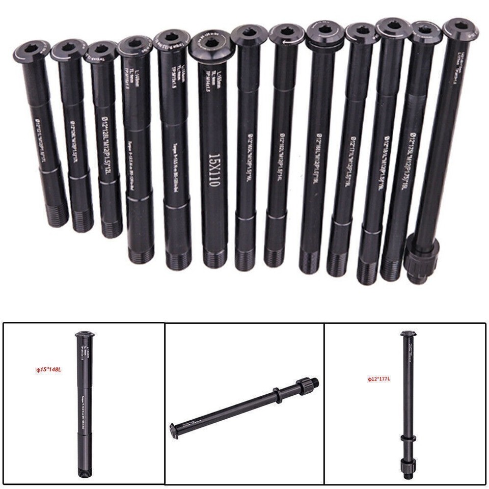 1x Thru Axle Bike Shaft F / R hub Skewers Wheel Axis Hub Shaft Bicycle ...