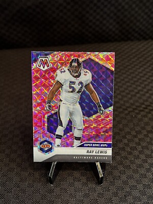 2021 Panini Mosaic Ray Lewis PINK CAMO Prizm Super Bowl MVPS #290 ...