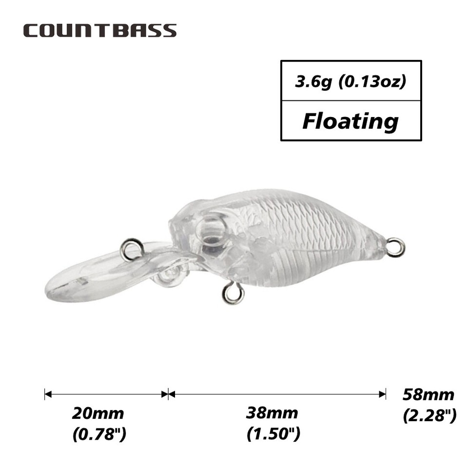 10Pcs 1.5"/38mm 0.13oz/3.6g Floating Crankbait Blank Lure,Unpainted ...