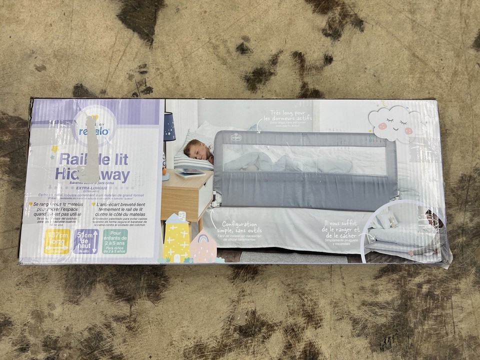 Regalo Extra Long Hideaway Metal Bedrail, Gray Baby/Toddler Safety Bed ...