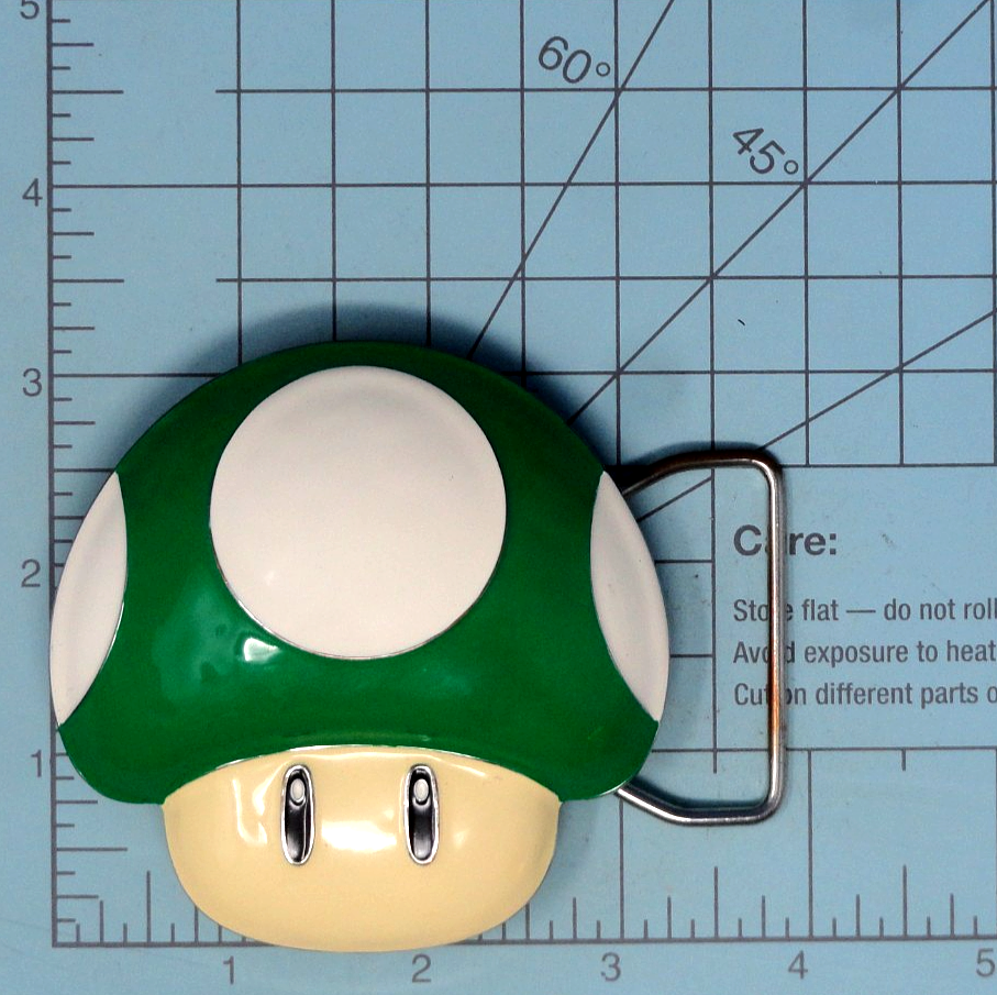 Super Mario 1-Up Green Mushroom Belt Buckle Retro Gamer Cosplay ...