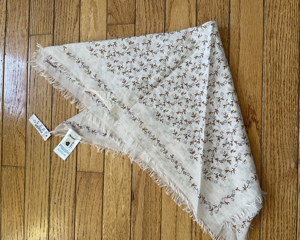 Madewell Bandana Organic Cotton Square Scarf Cream Floral Boho Indie ...