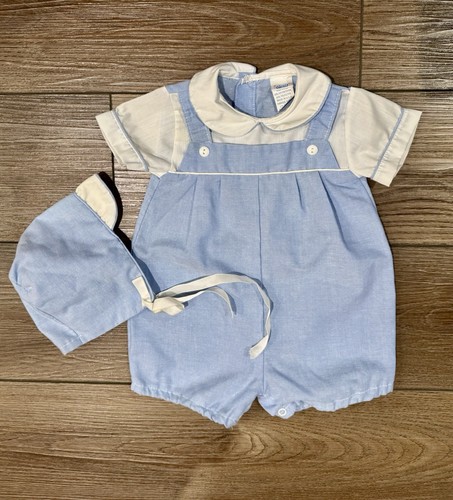 Vintage ~ALEXIS~ Baby Boy Blue Romper Set ~BONNET~ 9 Months 17-20 ...