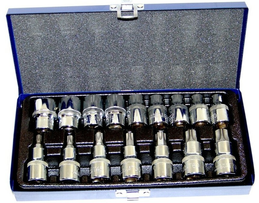 16 pcs E Bit Socket Male Female E Sockets 1/2" drive Cr-v 6 Points Torx ...