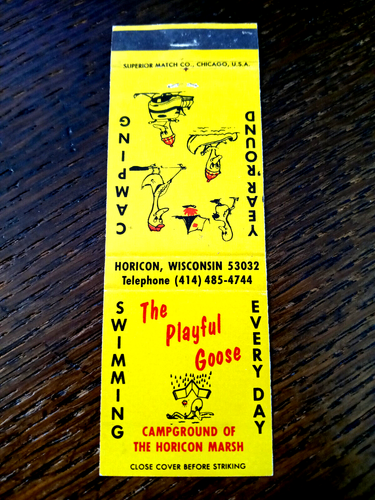 Vintage Matchbook: Playful Goose Campground, Horicon, WI | eBay