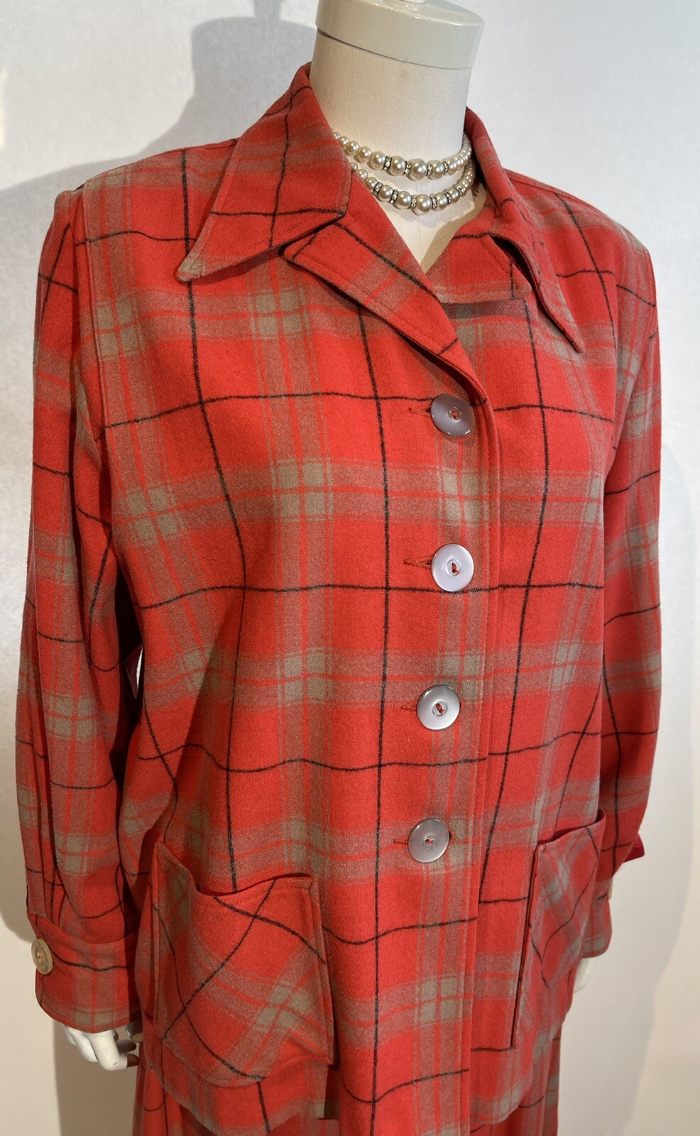 1950s 49’ers Kasual Koat Wool plaid Jacket & Skirt VO… - Gem