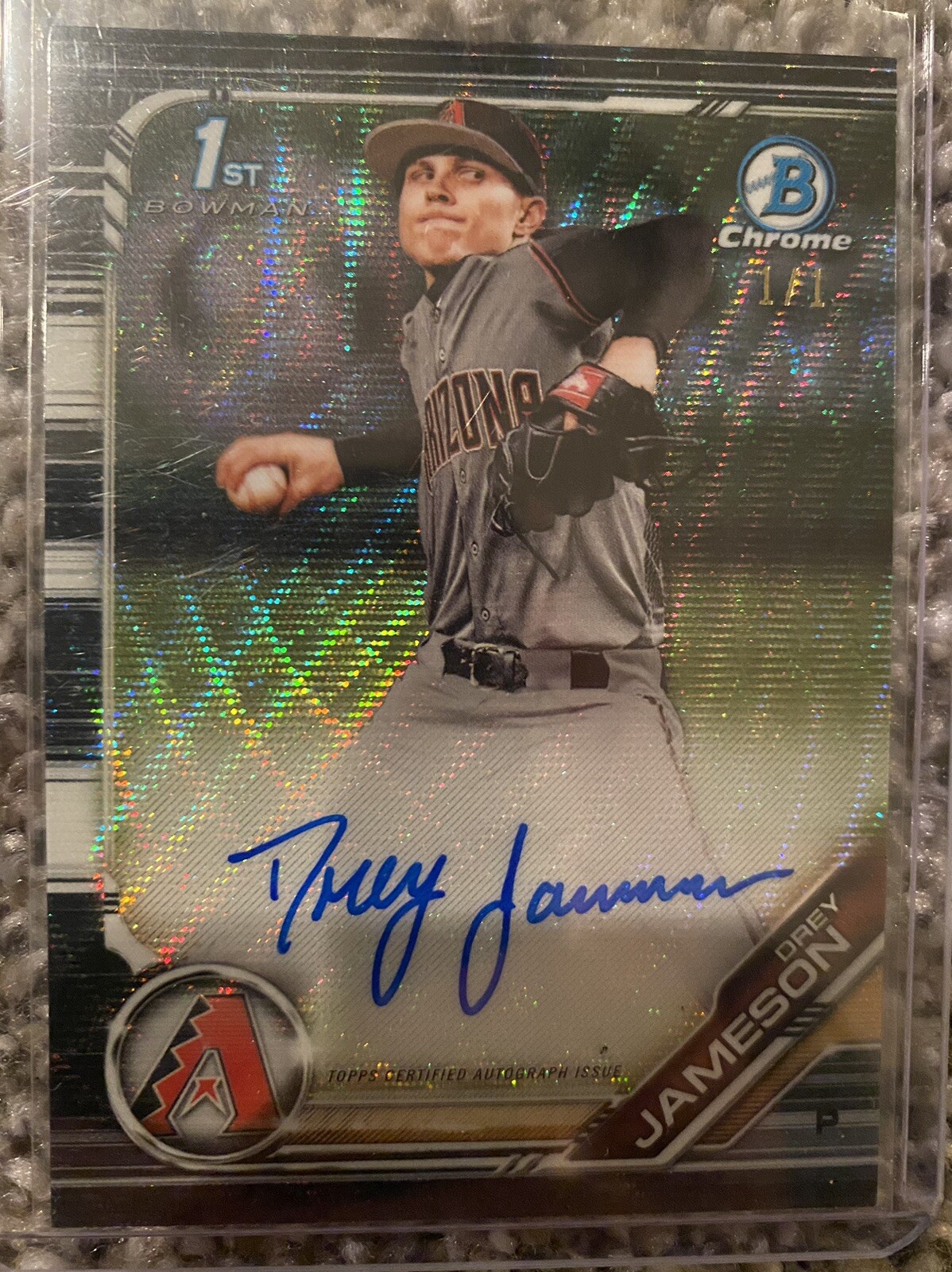 2019 Bowman Chrome Drey Jameson auto black wave 1/1 + Master Rookie ...