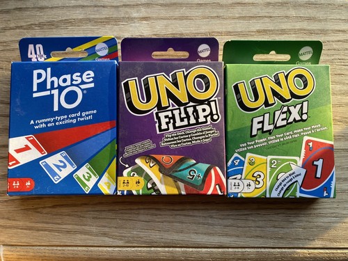 MATTEL UNO FLEX - UNO FLIP - Phase 10 - DOUBLE SIDED CARD GAME FOR 2-10 ...