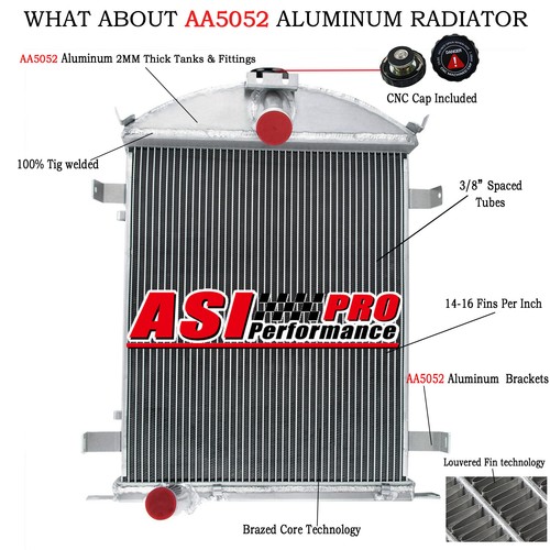 3-Row Core Aluminum Radiator For Ford Model A Heavy Duty 3.3L L4 GAS ...
