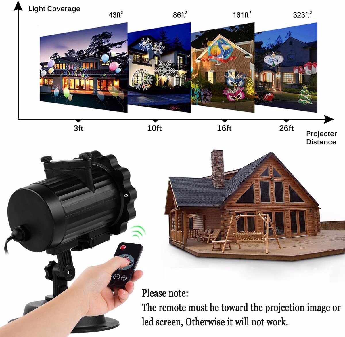 Led Christmas Light Projector, ANGOO 16 Interchangeable Slides ...
