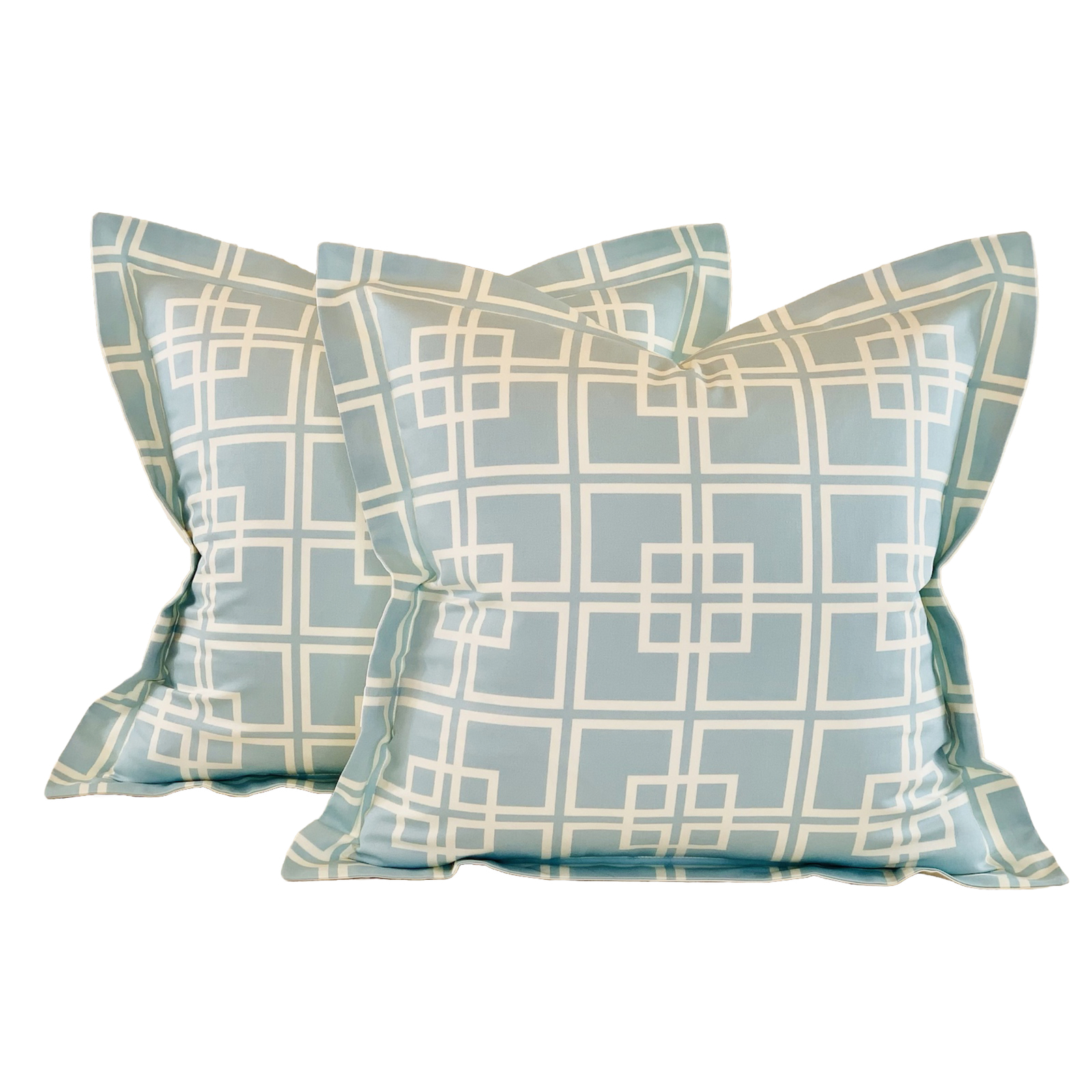PR Vicki Payne Free Spirit Aqua Geometric Fretwork Lattice Trellis ...