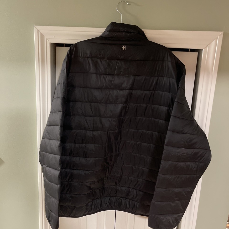 Swiss Tech Jacket Mens XL Black Quilted Puffer NEW Packable Winter Ski ...