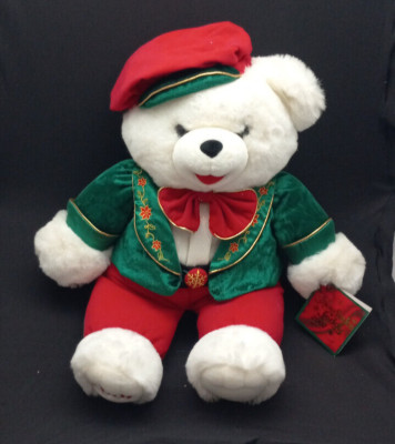 Snowflake Teddy Bear, 2001, White Boy Red Green Velvet Christmas Outfit ...
