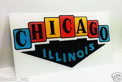 Chicago Illinois Vintage Style Travel Decal / Vinyl Sticker, Retro ...