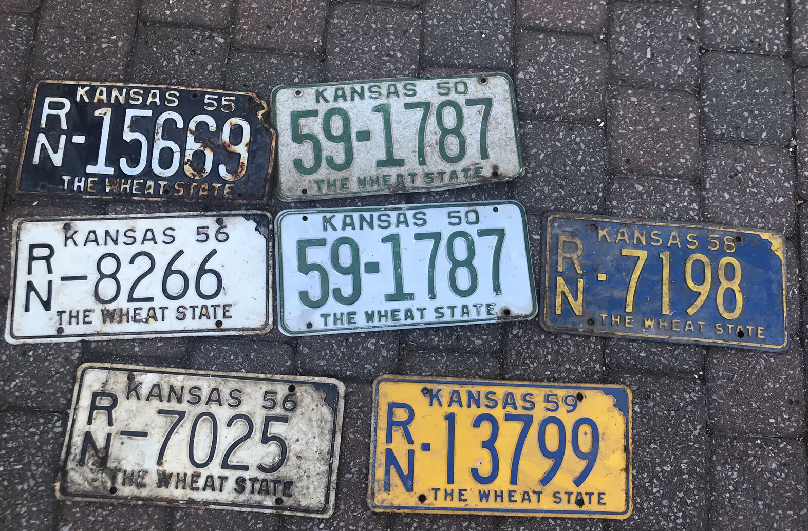 Lot Of 7 Vintage 1950s Kansas License Plate Reno County The Wheat State ...