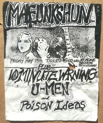 HTF 1983 Seattle rock flyer MALFUNKSHUN Andrew Wood U-Men Poison Idea ...