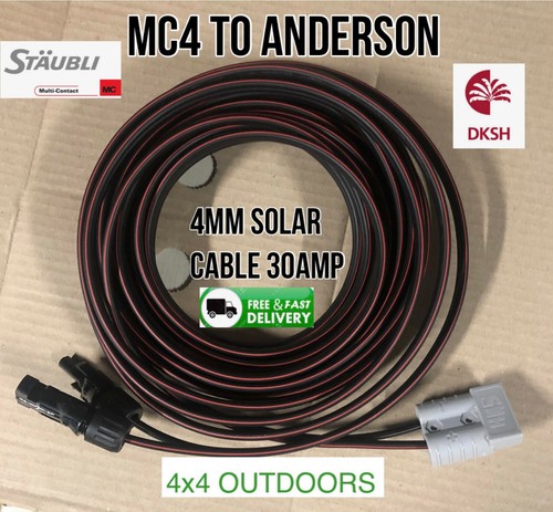 3M 30Amp 4mm Twin Solar Cable Anderson Plug To Genuine MC4 Plug ...