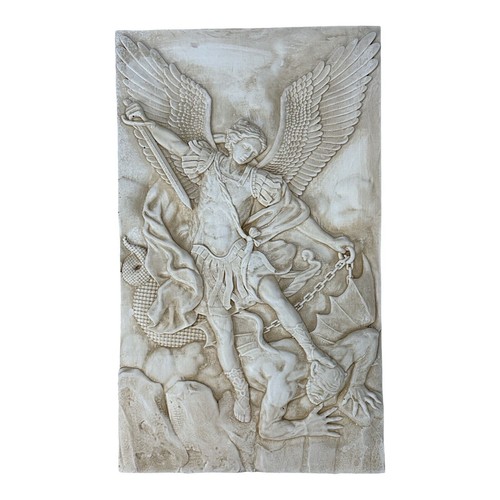 Saint St Michael Archangel Defeated Lucifer Relief Cast Stone Wall ...