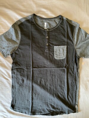 Howe Clothing Black Grey Button T-Shirt Medium M | eBay