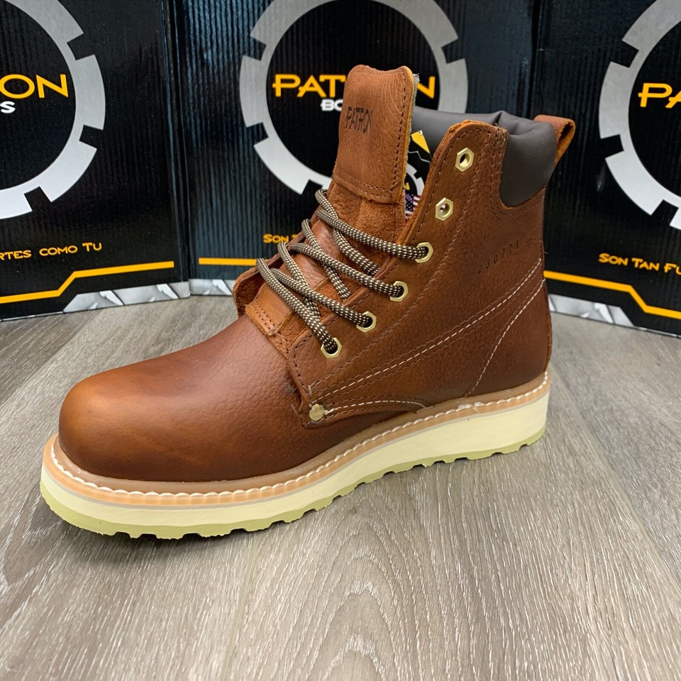 MEN'S SOFT WORK BOOTS GENUINE LEATHER OIL RESISTANT ROUND TOE LACE UP ...