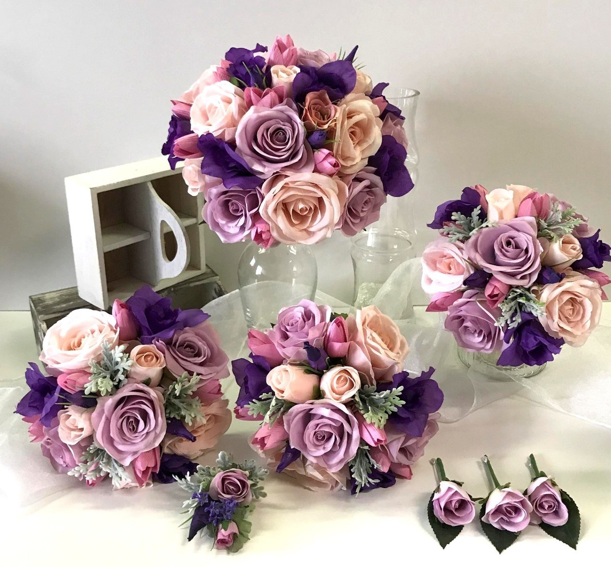 Dark Purple Roses Wedding 5 Large Purple Open Foam Roses Favour This