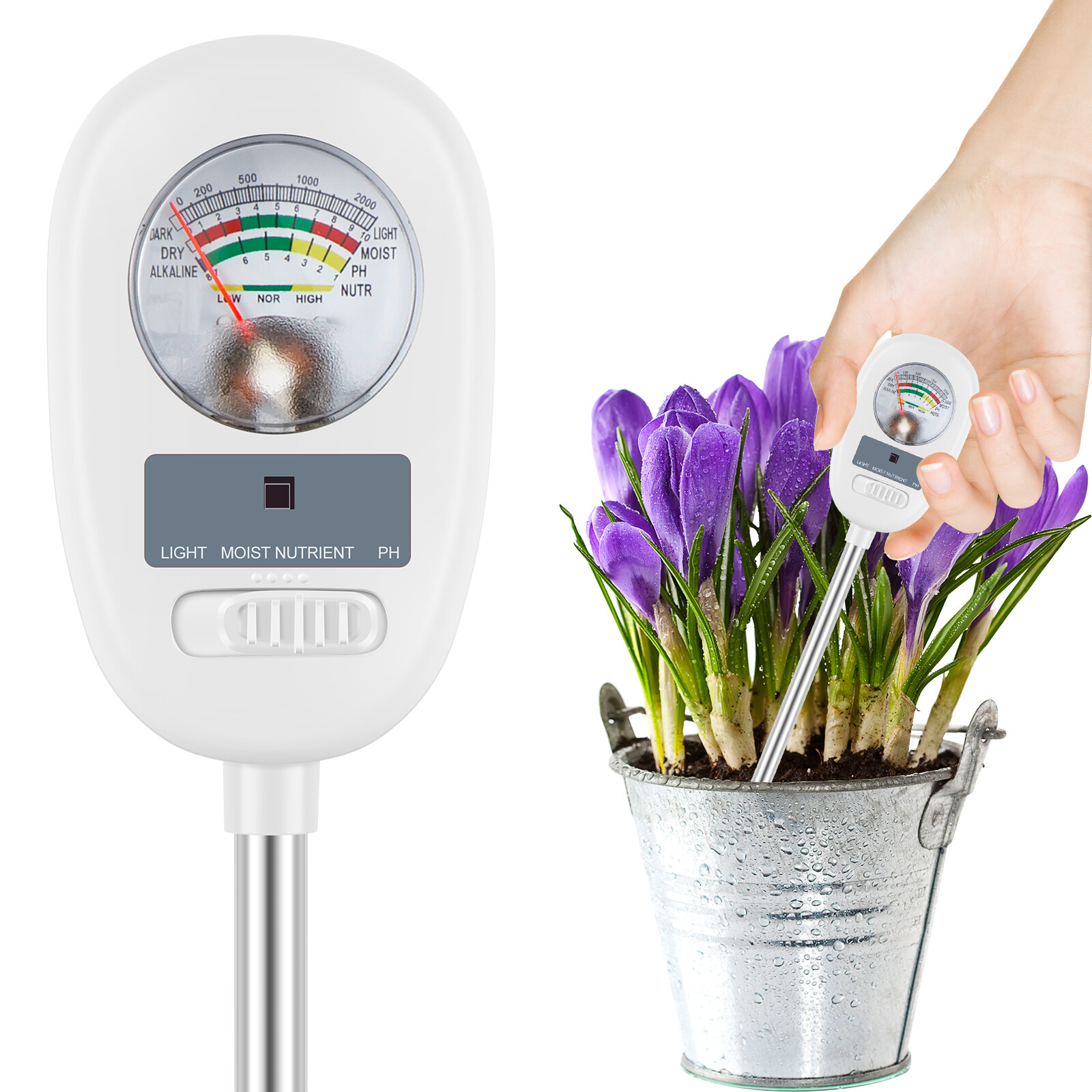 4 in 1 Soil PH Tester Moisture Sunlight Light Test Meter for Garden ...