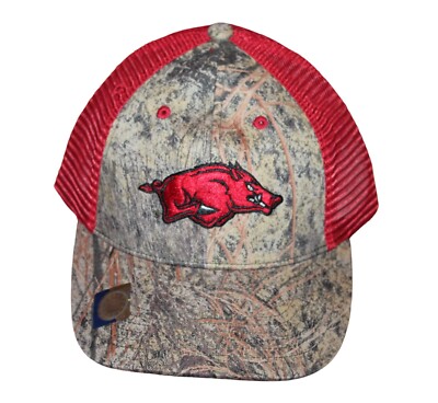 University of Arkansas Razorbacks Cap Hat Mossy Oak Camo Mesh Snapback ...