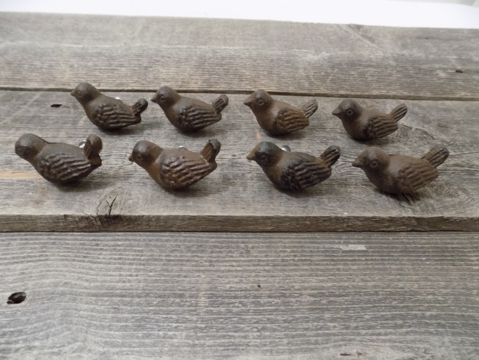 8 CAST IRON BIRD CABINET KNOBS PULLS DRAWER DRESSER HANDLES RUSTIC ...