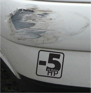 -5 HP Horsepower Funny Bumper Sticker Vinyl Decal Car Accident Crash ...