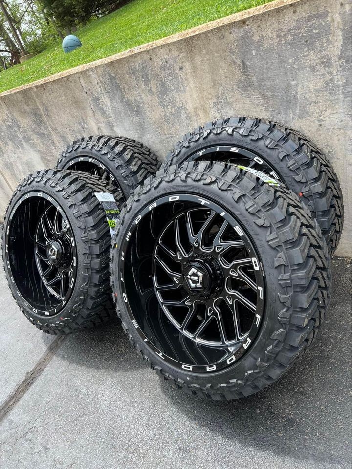 22x12 TIS 544BM WHEELS RIMS 33" MT TIRES CHEVY GMC RAM 1500 TUNDRA TRD ...