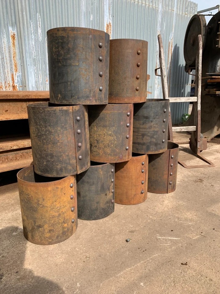 Reclaimed Railway Corten Steel Plant Pot With Solid Steel Rivets | eBay UK