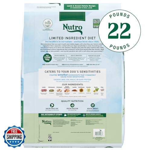 Nutro Limited Ingredient Diet Small Bites Adult Dry Dog Food, Lamb and ...