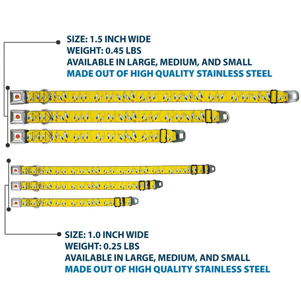 Dog Collar LTA-Looney Tunes Logo White Tweety Bird Expressions Yellow ...