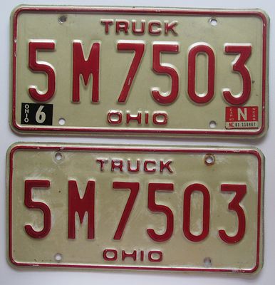 Ohio 1980 TRUCK License Plate PAIR # 5 M 7503 | eBay