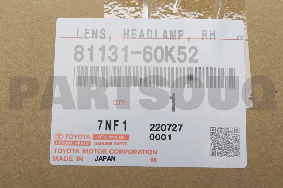 8113160K52 Genuine Toyota LENS HEADLAMP RH 81131-60K52 | eBay