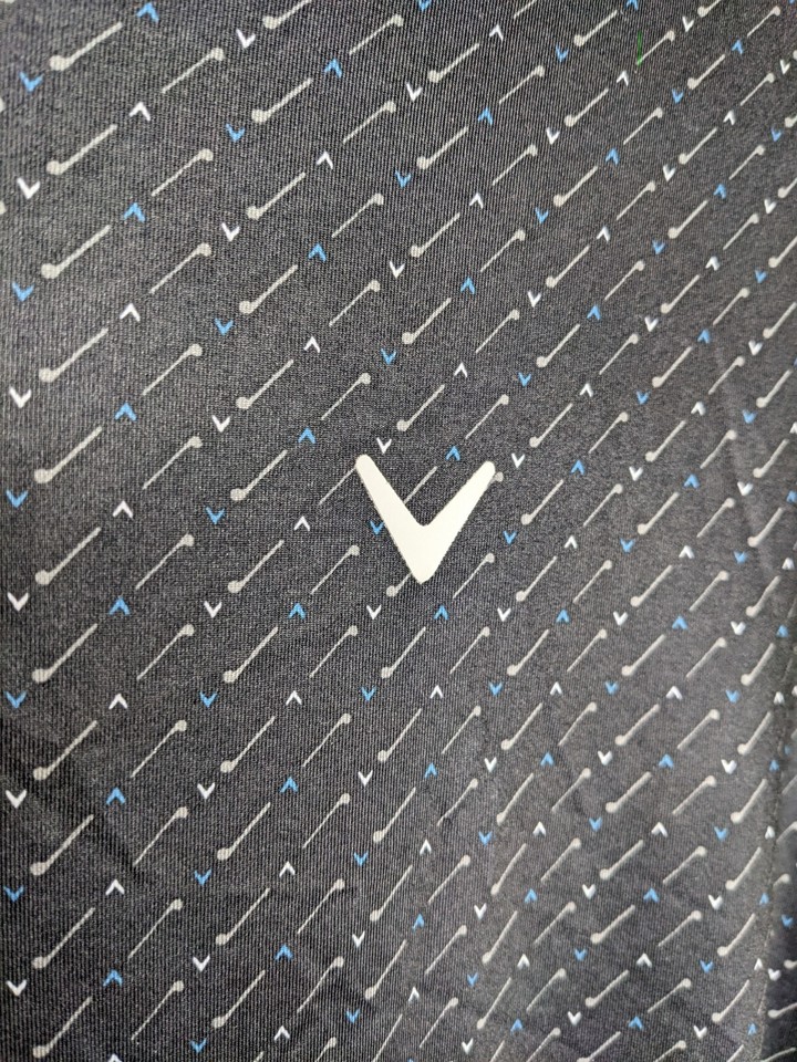 Callaway Mens 2XL Golf Polo Shirt Opti Dri Black All Over Print Logo ...