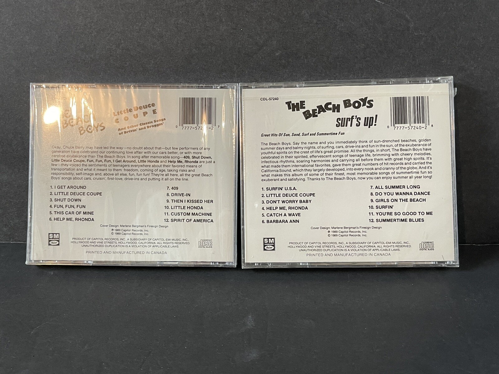 Lot Of 2 The Beach Boys Surfs Up CD 1989 Capitol & Little Deuce Coupe ...
