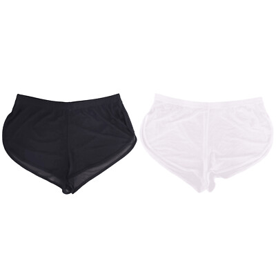 Mens Underpants Side Split Boxer Briefs Ultra Thin Shorts Sleepwear ...