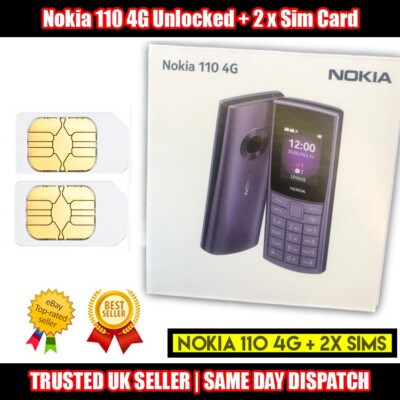 Nokia 110 4G Unlocked Phone + 2 x SIM Cards - Compact Feature Phone ...