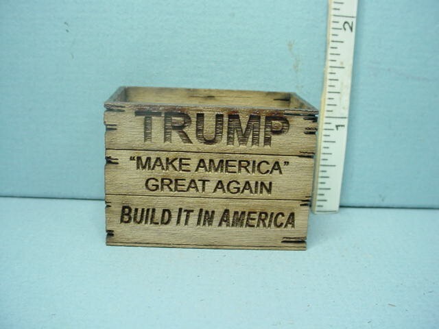 Miniature Tall Assembled Crate "Trump Build it in America" 1/12 Scale ...
