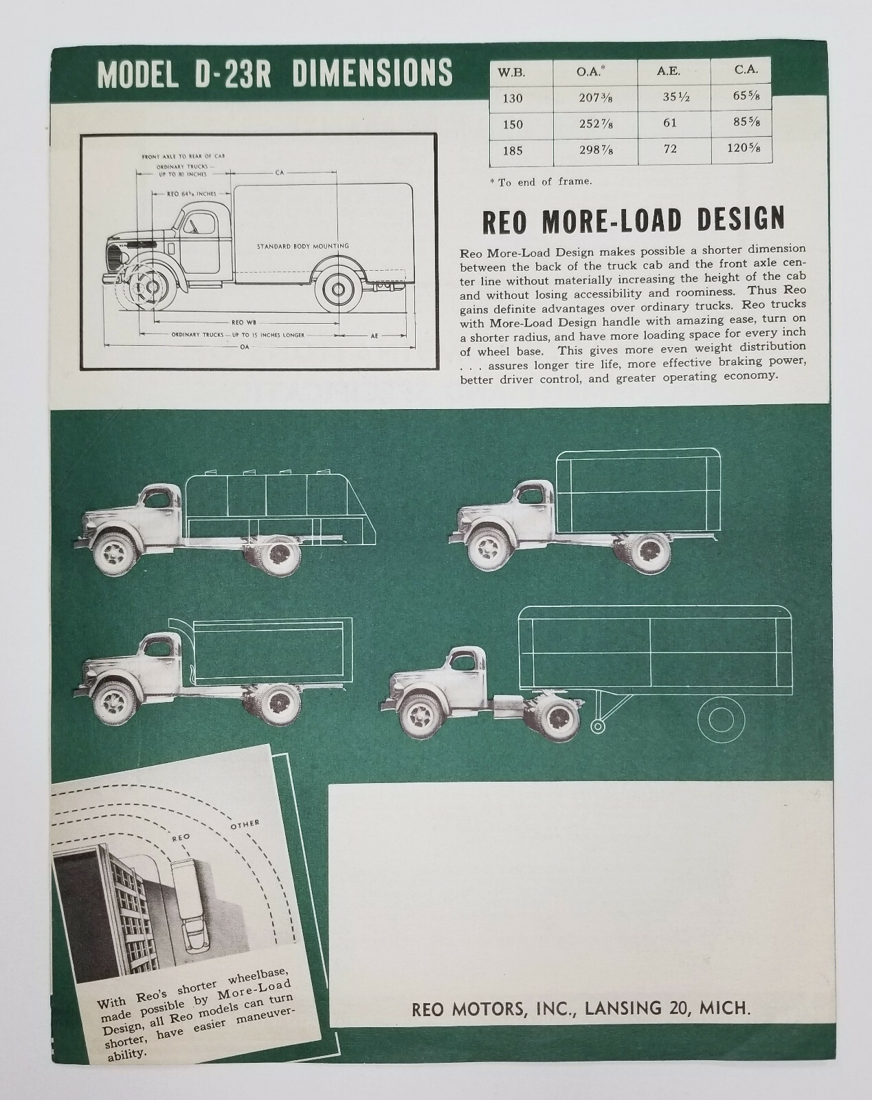 1948 Reo Model D-23R Truck Brochure Specifications | eBay