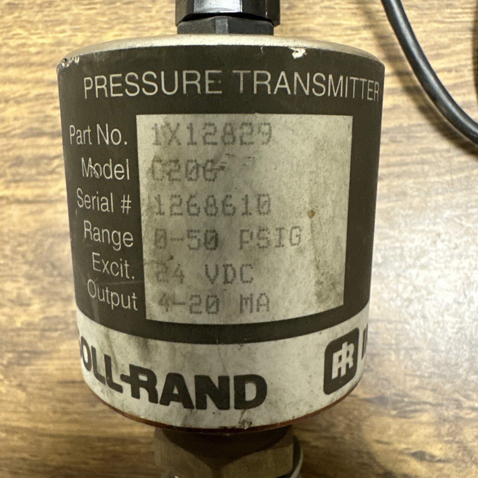 Ingersoll Rand Pressure Transmitter Model 1X12829 24vdc for sale online ...